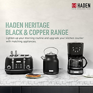 Haden Heritage 1.7L Stainless Steel Electric Water Tea Kettle, Black & Copper