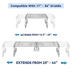 Skyflame Adjustable Griddle Warming Rack for 17" 22" 28" 36" Griddles, Universal Stainless Steel Cooking Grate BBQ Accessories Compatible with Blackstone/Pit BOSS/Camp Chef