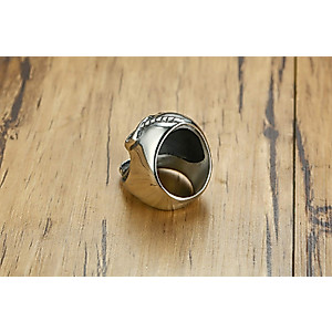Halloween Skull Rings, Vintage Stainless Steel Punk Skull Biker Gothic Ring Beer Bottle Opener Band for Men (10)