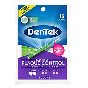 DenTek Easy Brush Plaque Control Interdental Cleaners, Tight, 16 Count (Pack of 2)