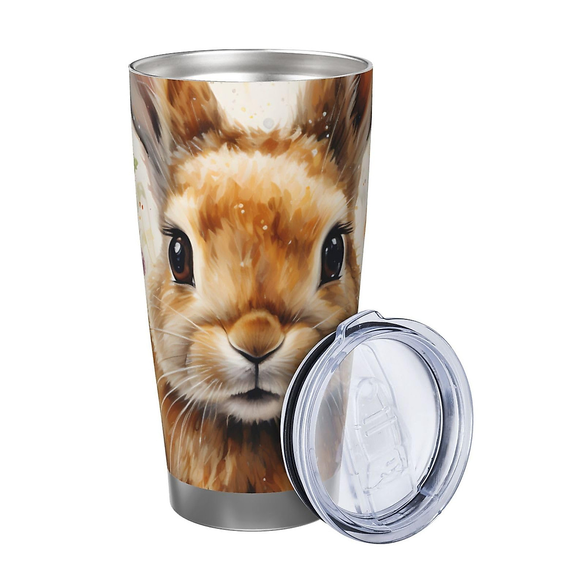 AYCZN Cute Bunny Flower 20 OZ Tumbler Stainless Steel Travel Coffee Mug, Spring Floral Rabbit Insulated Water Bottle with Lid Leakproof Thermal Cup