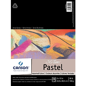 CANSON Mi-Teintes Pastel Pad, Assorted Colors 9"X12" Fold Over (100510864) , White