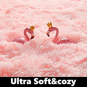 EVOIONOS Pink Hexagon Rug for Princess Tent , Fluffy Area Rug for Kids Room , 4.6X4 FT , for Girls Tent , Furry Soft Nursery Rug , Fuzzy Plush Carpet for Teen Girls Bedroom