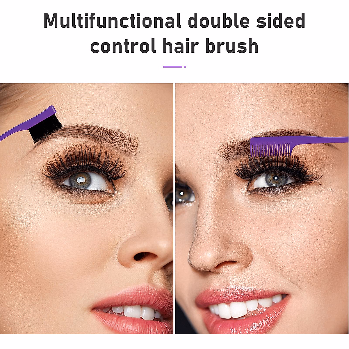 Remerry Nylon Hair Brush Set for Women & Girls, 12 Pieces Including 3 Row Salon Teasing Brushes, Double Sided Hair Edge Brush, Rat Tail Combs, Duckbill Clips - Purple