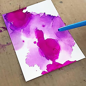 Briartw Alcohol Ink Blower Applicator Tool Set, Include 1 Round Blending Tool,1 Air Blower Mini Ink Blower,50 Felts Replacement Foams Mini Blending Tool for Card Making Embossing Painting Rendering