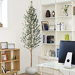OXLLXO 7ft Artificial Olive Tree (82in) Tall Fake Potted Olive Silk Tree with Planter Large Faux Olive Branches and Fruits Artificial Tree for Office Living Room Home Floor Decor (Indoor/Outdoor)