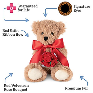 Vermont Teddy Bear I Love You Teddy Bear - Bear Plush Rose Bouquet 13 Inch