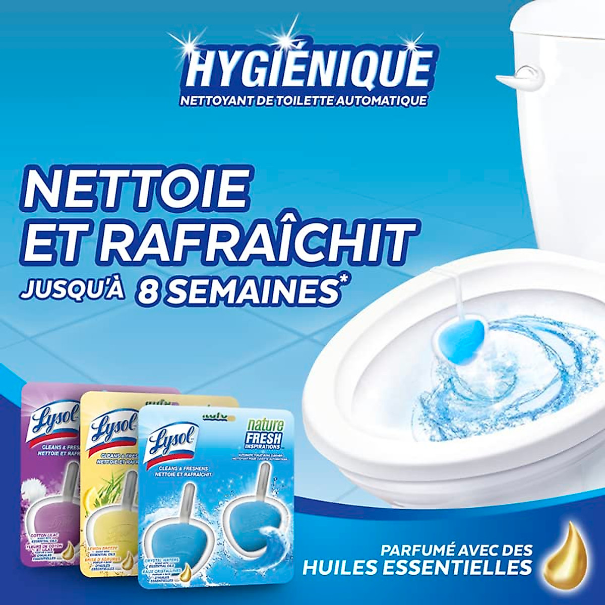 Lysol Automatic In-The-Bowl Toilet Cleaner, Cleans and Freshens Toilet Bowl, Ocean Fresh Scent, 2 Count (Pack of 1)