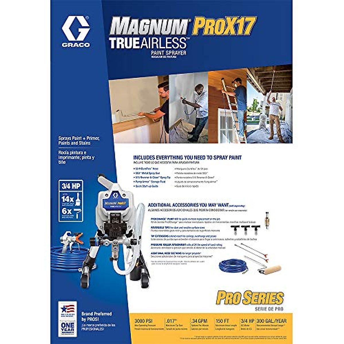 Graco 17G177 Magnum ProX17 Stand Paint Sprayer, Grey/Blue
