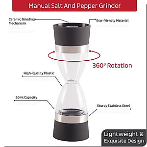 SAHKGYE Salt And Pepper Mill Grinder Set 2 in 1 Salt & Peppercorn Shaker Mill Double Head Refillable Spice Grinder with Ceramic