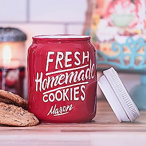 Mason Jar Kitchenware 17-Piece Set - Vintage Kitchen Accessories - Measuring Cups & Spoons, Spoon Rest, Salt & Pepper Shakers, Sponge Holder, Cookie Jar, Utensil Crock - Mother's Day Gift - Red