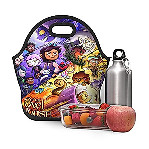 atgzfdr The Owl Anime House Lunch Bag Neoprene Zipper Lunch Box Insulated Picnic Bag Lightweight Tote Bags 11.4x11x5.5 Inches
