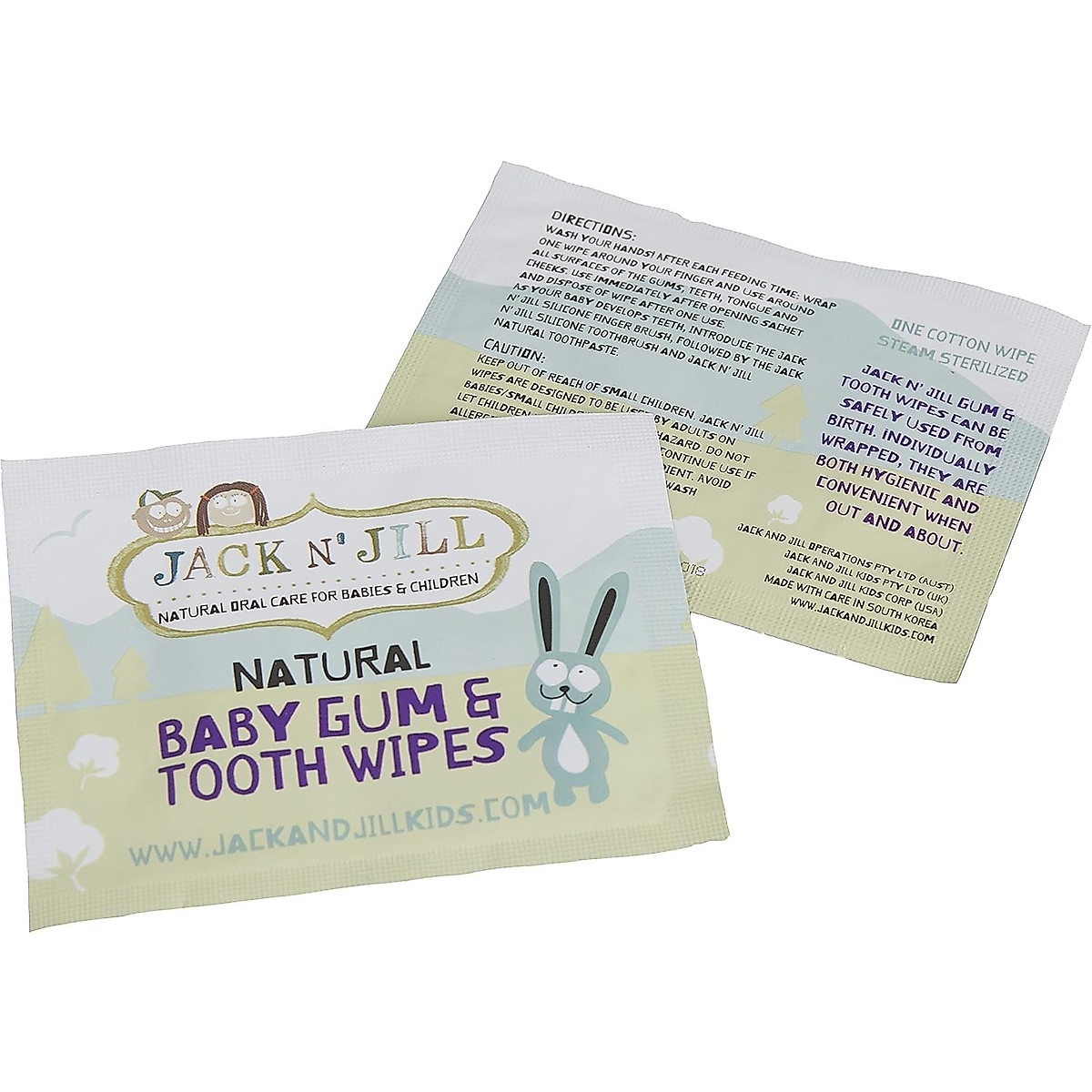 Jack N' Jill Baby Gum & Tooth Wipes - Natural & Safe, Contains only Water & Xylitol, Soft Cotton, Free from Fluoride & Sugar, Baby Mouth Wipes - 25 Individually Wrapped Wipes