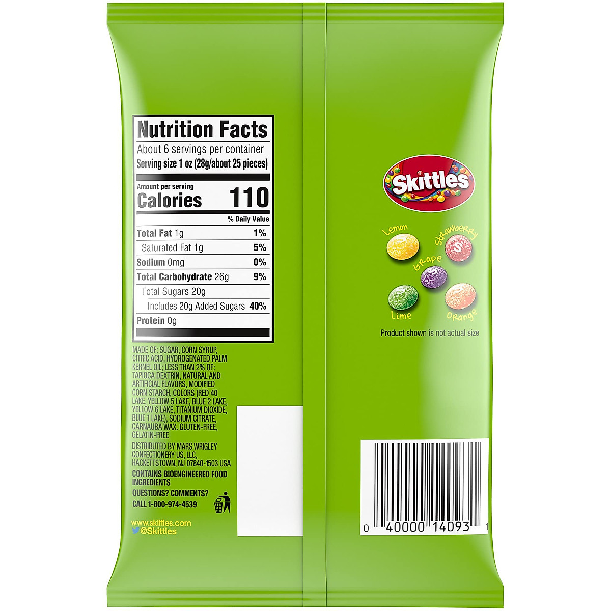 Skittles Bite Size Candy, Sours, 5.7 Ounce Bag