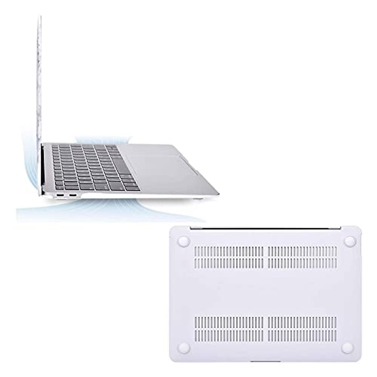 MOSISO Compatible with MacBook Air 13 inch Case 2022 2021 2020 2019 2018 Release A2337 M1 A2179 A1932 Retina Display Touch ID, Plastic Pattern Hard Shell&Keyboard Cover&Screen Protector, White Marble