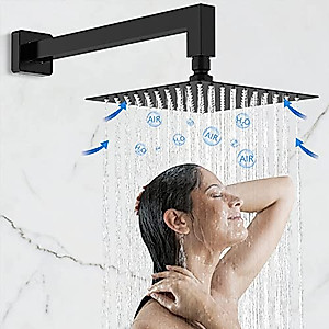 HOMELODY Black Shower Faucet Set Bathroom High Pressure Square Rain Shower Head and Handle Set,Wall Mounted Luxury Rainfall Shower Complete Combo Set,Shower Fixtures (Contain Shower Valve)