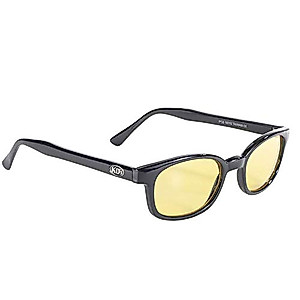 Original X-KD's Biker Shades Sunglasses Black Frames w/Yellow Lenses