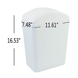 Qskely 4.5 Gallon Plastic Swing-Top Trash Can, Garbage Can with Lid, White