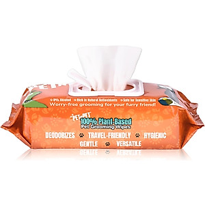 PET N PET Dog Grooming Wipes, 100% Plant Based Unscented Pet Wipes, Cleaning & Deodorizing for Dogs, 100 Counts
