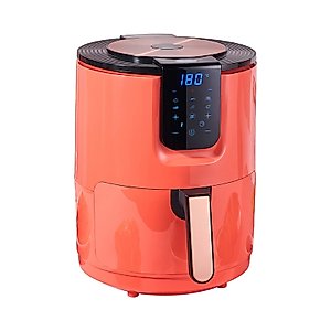 ELEdvb 1500W Air Fryer,Digital Touch Screen Low-Fat French Fries Machine,3QT Cylindrical Multi-Function Oilless Hot Oven with 6 Presets,Preheat and Keep Warm (Red) (Red)