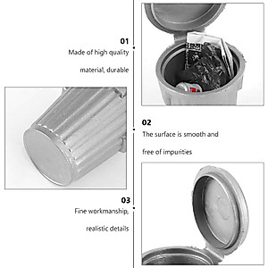 Miniature Garbage Can Fairy House Model Art Crafts DIY Accessory for Girls and Boys Silver