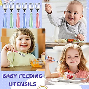 BHUIJNY 12Pcs Toddler Forks,Stainless Steel Toddler Utensils Baby Forks,Kids Forks Children's Cutlery for Self Feeding,BPA Free Kids Metal Forks with Round Handle for Boys Girls Dining,Dishwasher Safe