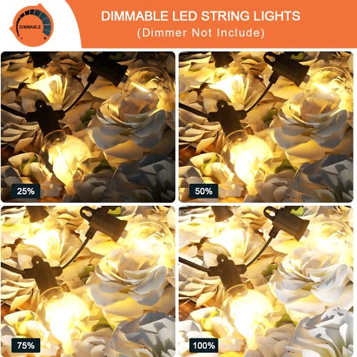 Kawaya String Lights for Outside, 150FT LED Outdoor String Lights Waterproof with 72+3 Shatterproof Edison Plastic Bulbs, Connectable Outdoor Lights for Patio Garden Bistro Backyard Party Gazebo