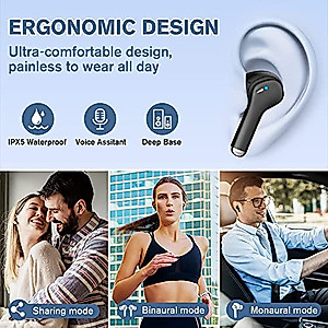 True Wireless Earbuds with 4 Mic, 5.3 Bluetooth Headphones with Dual LED Power Display, 35H Playtime in-Ear Earphones with Microphone , IPX5 Waterproof Ear Buds for Android iOS Gaming Laptop TV Sport