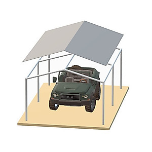 Carport Cover 14' x 20' Cut Size, 13'6" x 19'6" Finish Size Heavy Duty Car Canopy Tarp Tent Roof for Garage Shelter White and Silver, Only Cover (White 14x20)