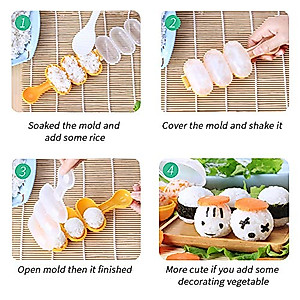 7 Pcs Sushi Maker Tool Set 1 Rice Ball Mold 2 Size Triangle Sushi Mold 3pack Animal Rice Decorating Mold  and 1 Piece Rice Paddle for Home DIY Sushi Making kit
