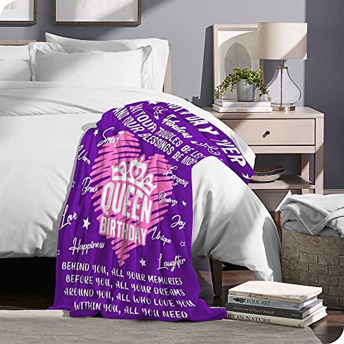 Birthday Gifts for Women, Bday Gift for Women Unique, Birthday Gifts for Mom, Daughter, Sister, Friends, Girlfriend, Birthday Gifts for Her, Happy Birthday Blanket Gifts Decoration for Women 60x50in