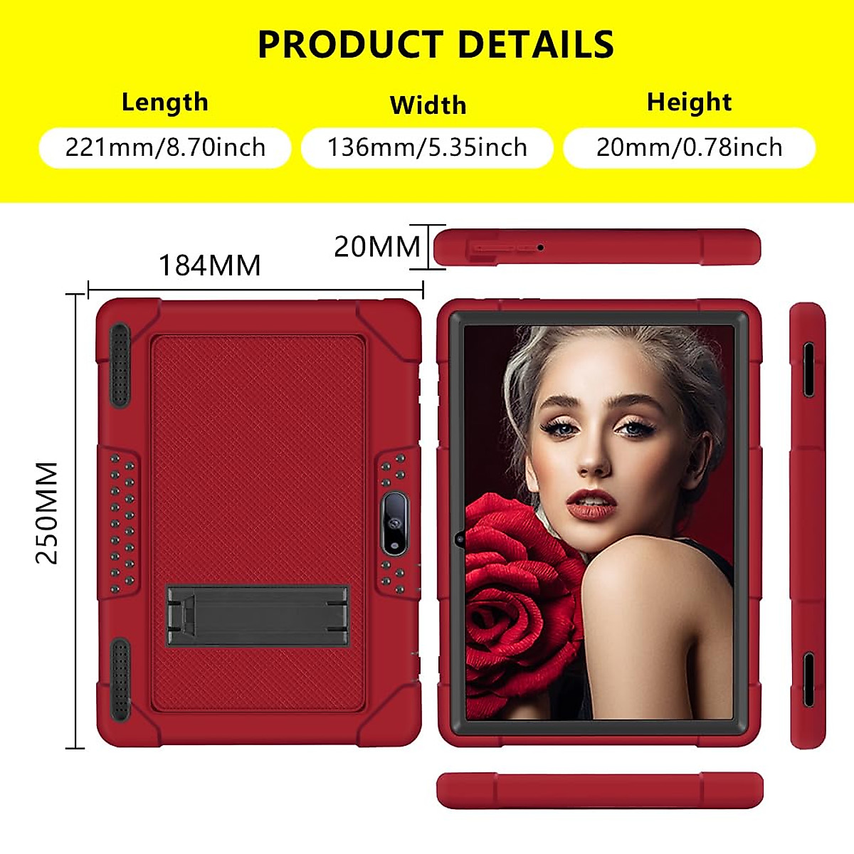 FIEWESEY for Pritom M10 Inch Case, Heavy-Duty Drop-Proof Shock-Resistant Kids Friendly Protective case for QuntiCO Y10/Voger priorpad X100/Digiland Tablet DL1036/Gateway 10.1 HD Tablet(Red/Black)