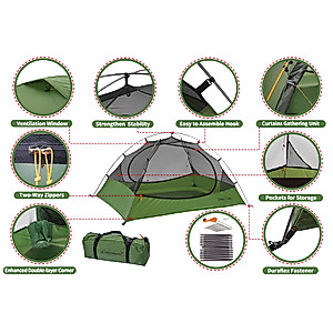 Clostnature Polaris Lightweight Backpacking Tent - 2/3/4 Person Ultralight Waterproof Camping Tent, 3 Season Large Size Easy Setup Tent for Family, Outdoor, Hiking and Mountaineering