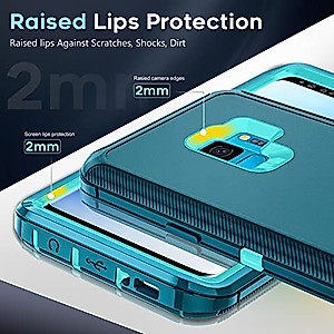 LeYi Compatible for Galaxy S9 Case, Samsung Galaxy S9 Case, 3 in 1 Full Body Shockproof Rubber Dustproof Rugged Defender Protection Case Samsung Galaxy S9 Phone Case, Teal Blue