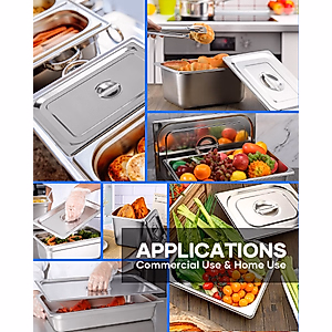 WantJoin 6-Pack Full Size Hotel Pan Cover,Lid with Handle, Stainless Steel Steam Table Pan Lid,Food Pan Cover, Catering Food Pan Cover,Chafer Pan Cover,Chafing Pan Cover
