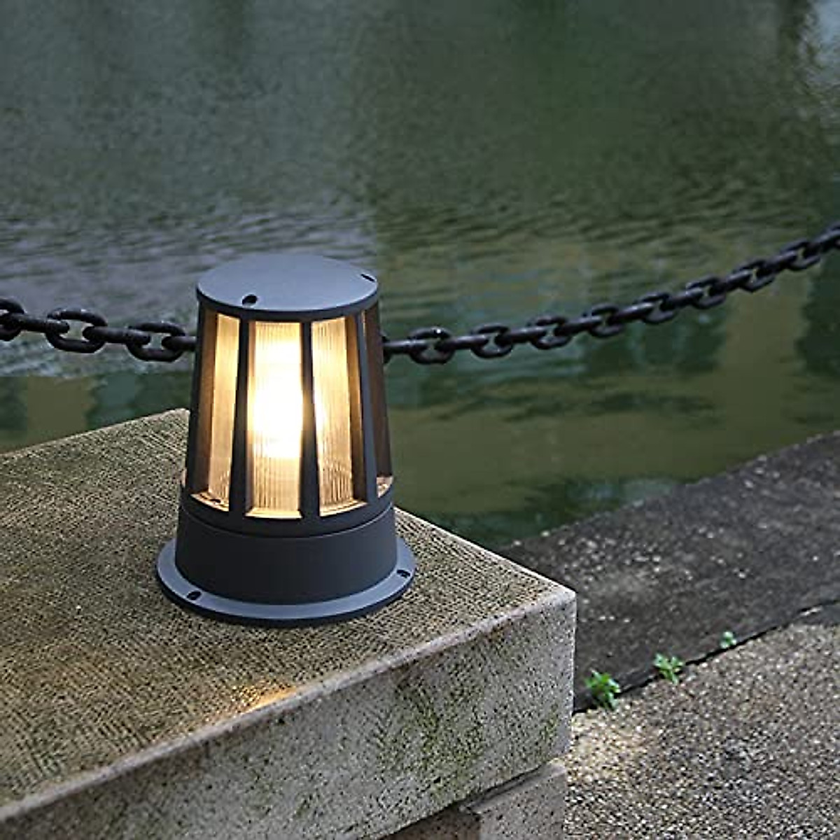 ZMY External Anti-Rust Pillar Lighting Aluminum Glass Outdoor Post Light Waterproof Courtyard Landscape Column Lamp Garden Villa Home Courtyard Decorative Street Fixture
