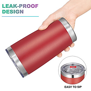 VEGOND 20oz Tumbler with Lid and Straw Stainless Steel Tumbler Cup Vacuum Insulated Double Wall Travel Coffee Mug Powder Coated Coffee Cup(Powder Red 1 Pack)