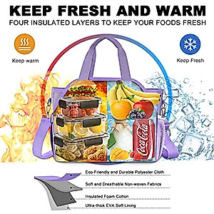 Lunch Bags for Women, Insulated Cute Lunch Bags for Adult Men with 4 Icepacks&2 Storage Pocket, Lunch Tote Bag with Removable Shoulder Strap,Large Leakproof Cooler Bag for Work,Picnic,Beach-Purple