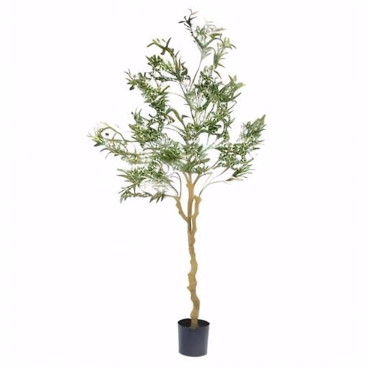 Nafresh Tall Faux Olive Tree，7ft（84in） Realistic Potted Silk Artificial Indoor with Green Leaves and Big Fruits for Home Office Living Room Bedroom Stairs Foyer Decor.