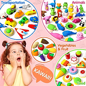 70 Pack Animal Erasers for Kids Bulk Desk Pets Classroom Prizes Treasure Box Toys for Classroom Supplies, 3D Puzzle Mini Erasers Pencil Eraser Back to School Supplies for Kids Party Favors (Random)