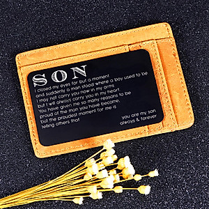 Son Gifts from Mom Dad Wallet Insert Card Birthday Graduation Inspirational Gift for Him Men Valentine Christmas Wedding Fathers Day Gift for Son Stepson Back to School Teen Boys 16 18 Adult Present