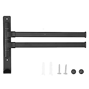 UUS Rotating Towel bar 2 arm Bathroom, Wall Mounted Swing Out Towel Rack with Hook for Bathroom, Kitchen Space Saving, Home, Hote