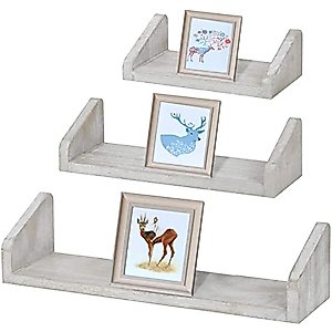 LIANTRAL Floating Wall Shelves, Set of 3 Wall Mounted Solid Wood Shelves, Floating Shelves for Bedroom Bathroom Living Room Kitchen, Shelves for Wall Decor Hanging Shelves