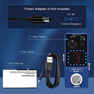 LEKATO Guitar Looper Pedal, Looper Pedal for Electric Guitar/Bass Loop Pedal with SYNC & Tuner Function Triple Loop Pedal with LED Screen Unlimited Overdubs 3 Loops 18 Minutes Record Time Guitar Loop