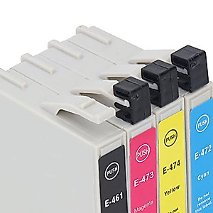 4PCS Ink Cartridge Colorfast Large Capacity BK C M Y Printer Ink Cartridge Combo Pack ABS Material for Printer Printing Documents (T0461/T0472/T0473/T0474)