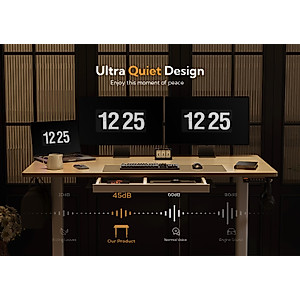 Claiks Standing Desk with Drawers, Stand Up Electric Standing Desk Adjustable Height, Sit Stand Desk Computer Workstation, 55 Inch, Natural