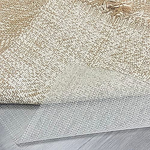 Boho Kitchen Runner Rug 2x4.3, 100% Cotton Hand-Woven Washable Rug with Tassels Modern Farmhouse Bathroom Rug for Bedroom Laundry Kitchen Hallway Entryway, Tan