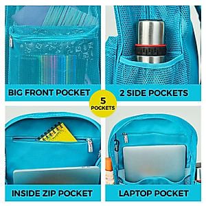 SHYLERO Mesh Backpack XXL (36L) - Lightweight Heavy-Duty Clear Backpack Made of Reinforced 3D Mesh - H19.6 xW15 xD7