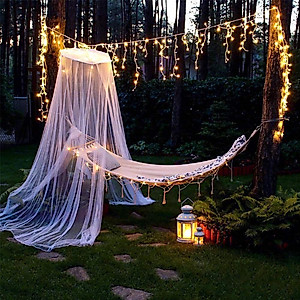 Orangie LED Icicle Lights, 96 LEDs 11.4ft 8 Modes, Curtain Fairy Light, LED String Light for Wedding/Christmas/Halloween/Thanksgiving/Easter/Party Backdrops Family Patio Lawn Decoration(Warm White)