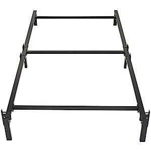 Amazon Basics Metal Bed Frame, 6-Leg Base for Box Spring and Mattress, Twin, Tool-Free Easy Assembly, Black, 74.5" L x 38.5" W x 7" H